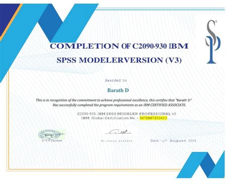 Barath D On Linkedin Ibm Spssmodeler Datascience Certification