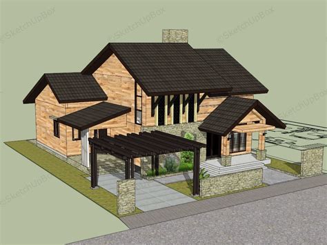 Small Traditional House Sketchup 3d Model Skp File Download Sketchupbox
