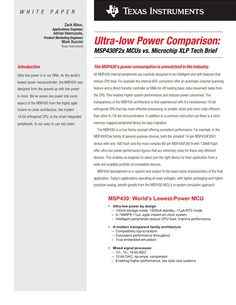 debunking the ultra low power comparison docslib