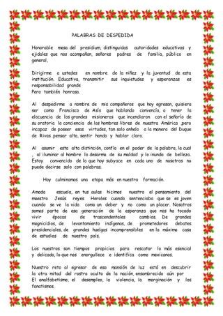 Palabras De Despedida De Estudiantes Doc