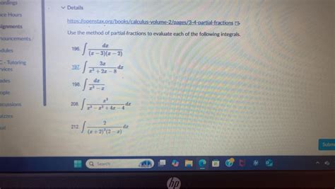 Use The Method Of Partial Fractions To Evaluate Each Of The Following Int