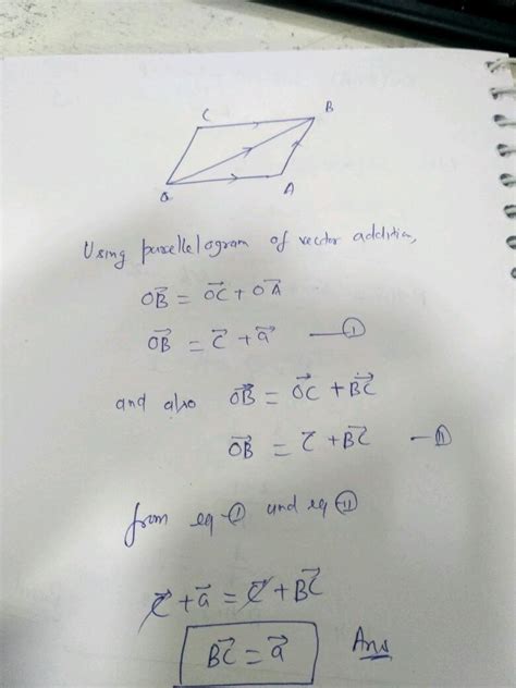 OABC Is A Parallelogram IOA A And OC Then The Vector Equation Of The Side BC March Let O