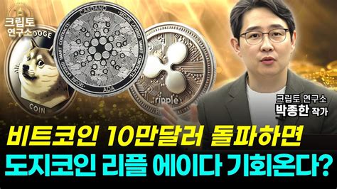 비트코인 10만 달러 넘으면 도지코인 리플 에이다 불장 시작된다ㅣ알트코인 심층분석 박작가의 크립토연구소 도지코인 리플 에이다 알트코인 비트코인 코인 Youtube