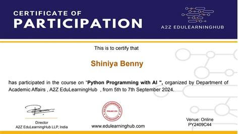 Completed Python Programming Course With Ai Shiniya Benny Posted On The Topic Linkedin