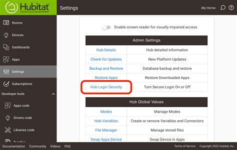 Hub Login Security Settings Hubitat Documentation