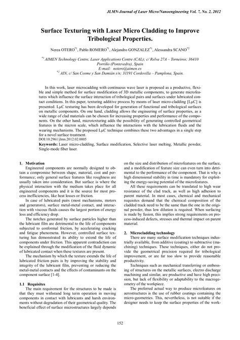 pdf surface texturing with laser micro cladding to improve