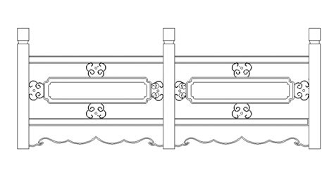 Wooden Railing Block Cad Drawing Details Dwg File