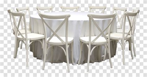 Round Banquet Table With 10 Vintage White Cross Back Chair Furniture