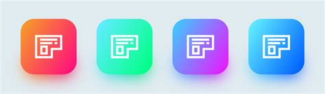 Blueprint Line Icon In Square Gradient Colors Draft Signs Vector