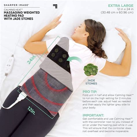 Calming Heat Jade Stone Massaging Weighted Heating Pad By Sharper Image