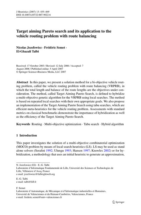 Pdf Target Aiming Pareto Search And Its Application To The Vehicle