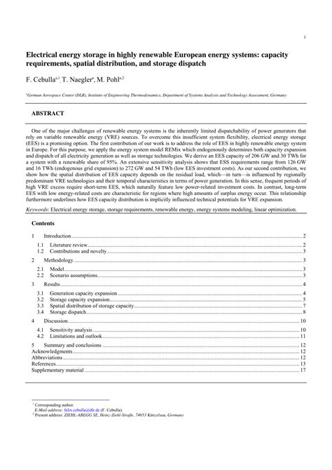 Pdf Electrical Energy Storage In Highly Renewable European Energy