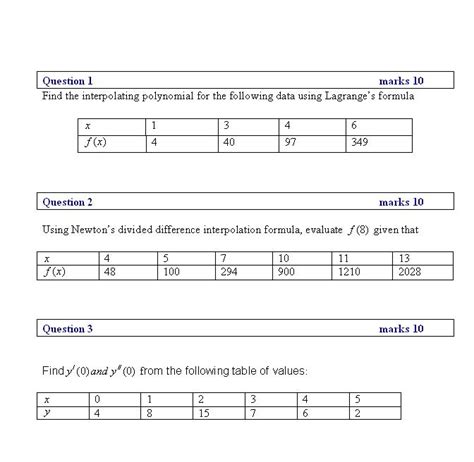solved find the interpolating polynomial for the following