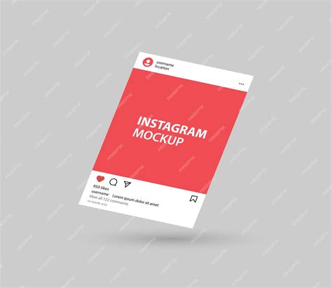 인스 타 그램 목업 소셜 미디어 게시물 템플릿 인스 타 그램 피드 게시물 3d에서 프레임을 조롱 프리미엄 벡터