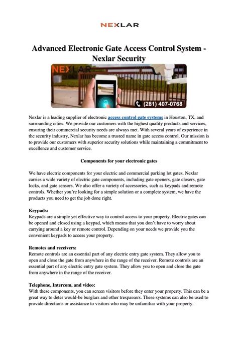 Ppt Advanced Electronic Gate Access Control System Nexlar Security Powerpoint Presentation