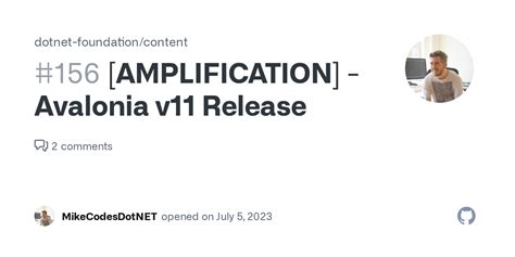 Amplification Avalonia V11 Release · Issue 156 · Dotnet Foundation