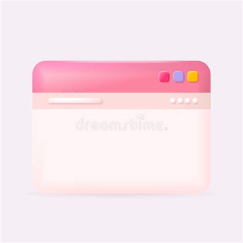 3d Simple Browser Window Opened Template Cartoon Style Vector Stock