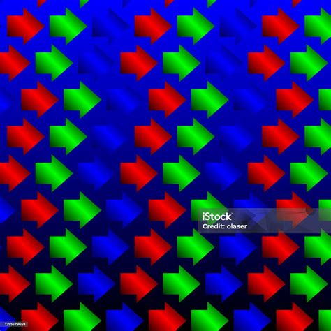 앞으로 가는 길 삼색 Rgb 솔리드 화살표 패턴 오른쪽을 가리킵니다 그라데이션 가리키기에 대한 스톡 벡터 아트 및 기타 이미지 가리키기 개념 개체 그룹 Istock