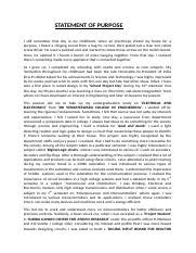 STATEMENT OF PURPOSE Draft 1 Docx STATEMENT OF PURPOSE I Still Remember That Day In My