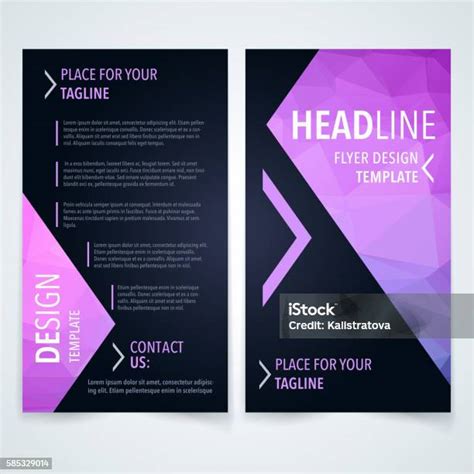 Brochure Purple Design Template Stock Illustration Download Image Now Abstract Brochure