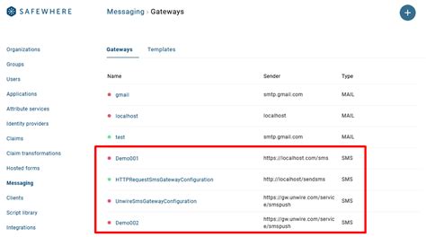 sms gateway settings