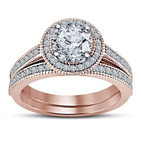 Fine Jewelry Round Bridal Set For Anniversary Gold Round Bridal Sets