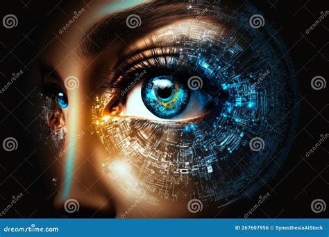 Close Up On Eye Scan Technology Digital Information Data Eye Sight