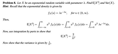 Solved Problem 8 Let X Be An Exponential Random Variable