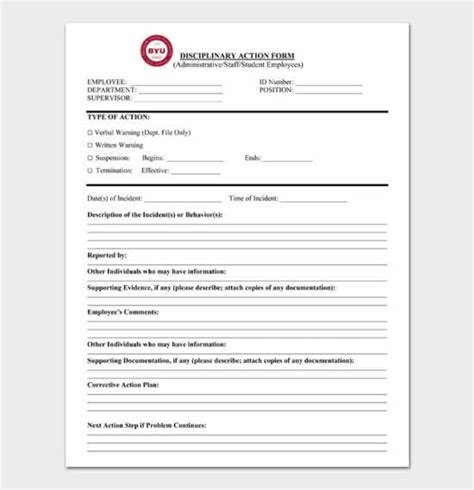 Free Employee Write Up Forms And Templates Word PDF