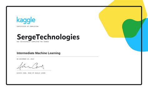 sergetechnologies completed the intermediate machine learning course on