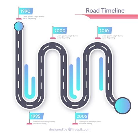 Concepto infográfico de línea de tiempo con carretera Vector Gratis