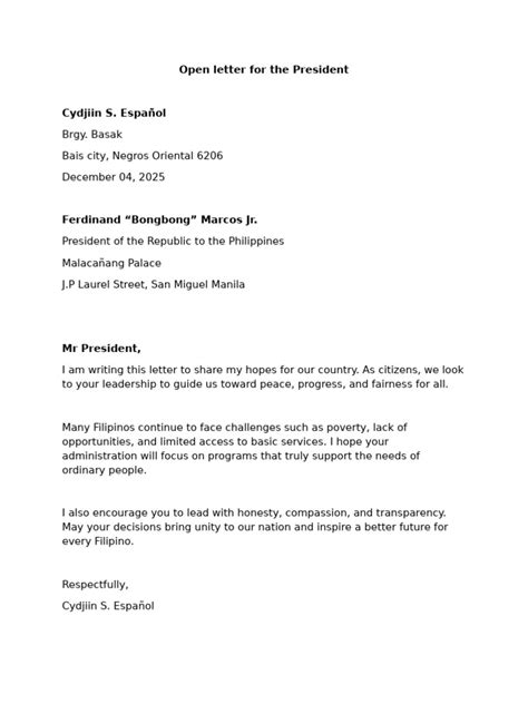 Open Letter To President Marcos Jr Pdf