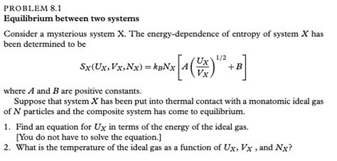 Solved Problem 81 Equilibrium Between Two Systems Consider