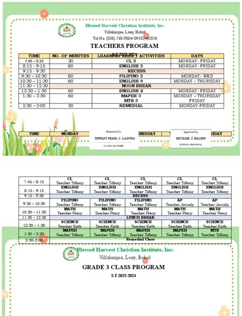 Teacher And Class Program Pdf