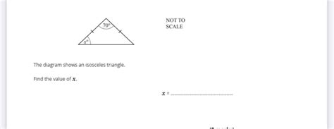 Not Toscalethe Diagram Shows An Isosceles Triangle Find The Value Of