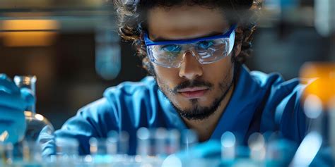 Scientist Conducting Chemical Experiment In Laboratory With Erlenmeyer