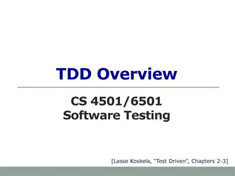 tdd overview cs 4501 6501 software testing ppt download