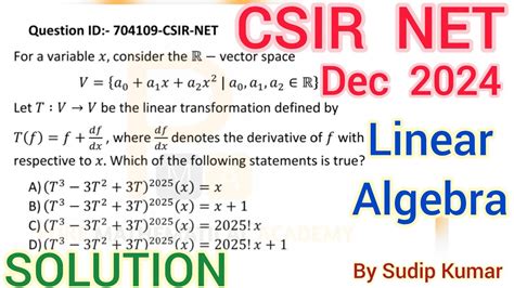 Csir Net December 2024 Linear Algebra Solution Csir Net Dec 2024