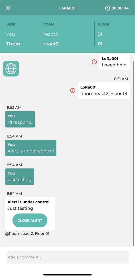 how to respond to an alert on the react mobile hospitality application