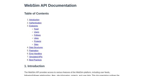 websim api documentation