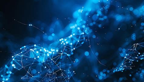 Premium Photo Abstract Composition With Connecting Dots And Lines Blue Background Plexus Effect