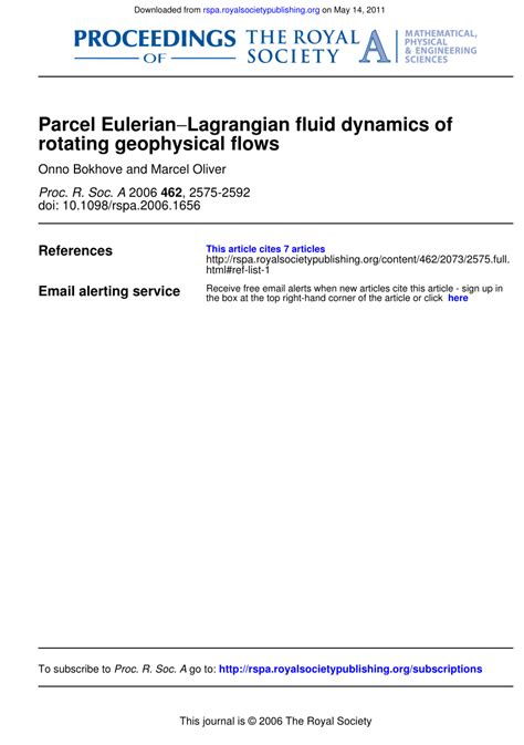 pdf parcel eulerian lagrangian fluid dynamics of rotating geophysical