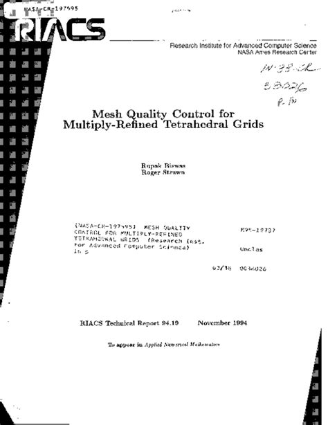 Pdf Mesh Quality Control For Multiply Refined Tetrahedral Grids