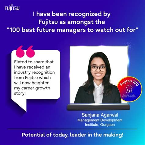 Sanjana Agarwal On Linkedin Fujitsu100 Recognition Futuremanagers 100bestfuturemanagers