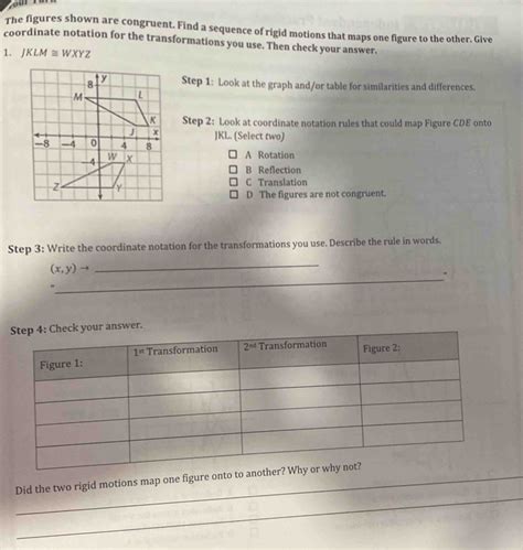 solved the figures shown are congruent find a sequence of rigid
