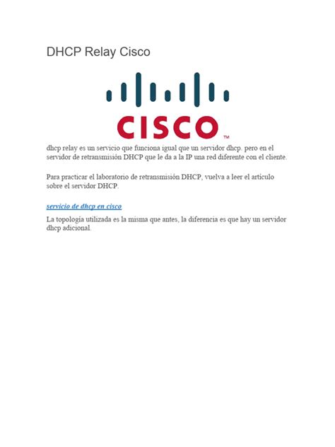 Dhcp Relay Cisco Pdf