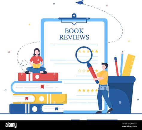Book Review Template Hand Drawn Cartoon Flat Illustration With Reader Feedback For Analysis