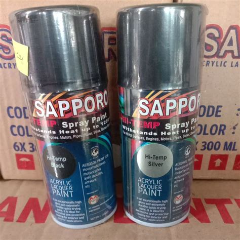 Jual Cat Semprot Saporo Sapporo Hi Temp 150ml Black Hitam Silver Anti