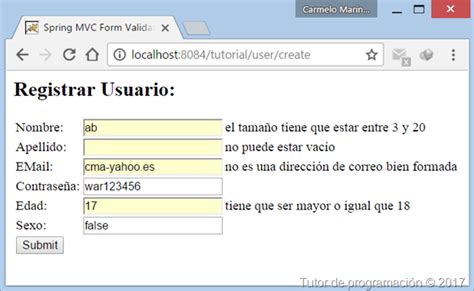 Spring Mvc Validar Formularios