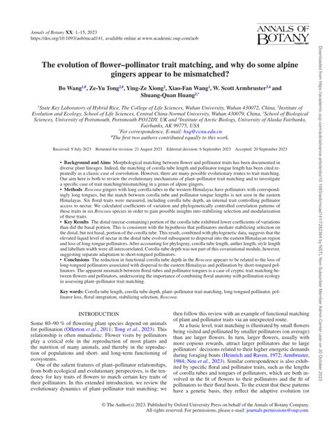 Pdf The Evolution Of Flower Pollinator Trait Matching And Why Do
